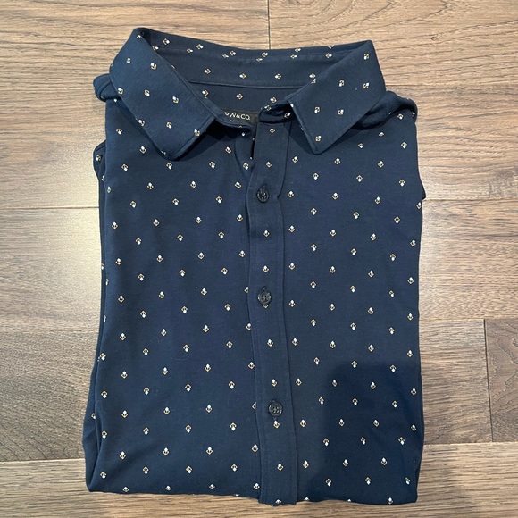 RW&CO. | Shirts | Rwco Mens Cotton Navy Blue Patterned Button Up ...
